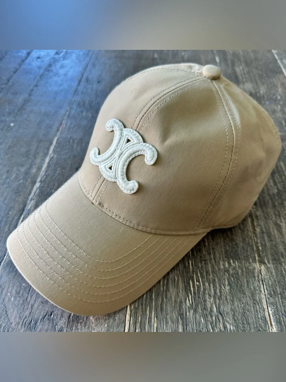 Celine | Accessories | Celine Khaki Baseball Cap Embroidered Triomphe ...
